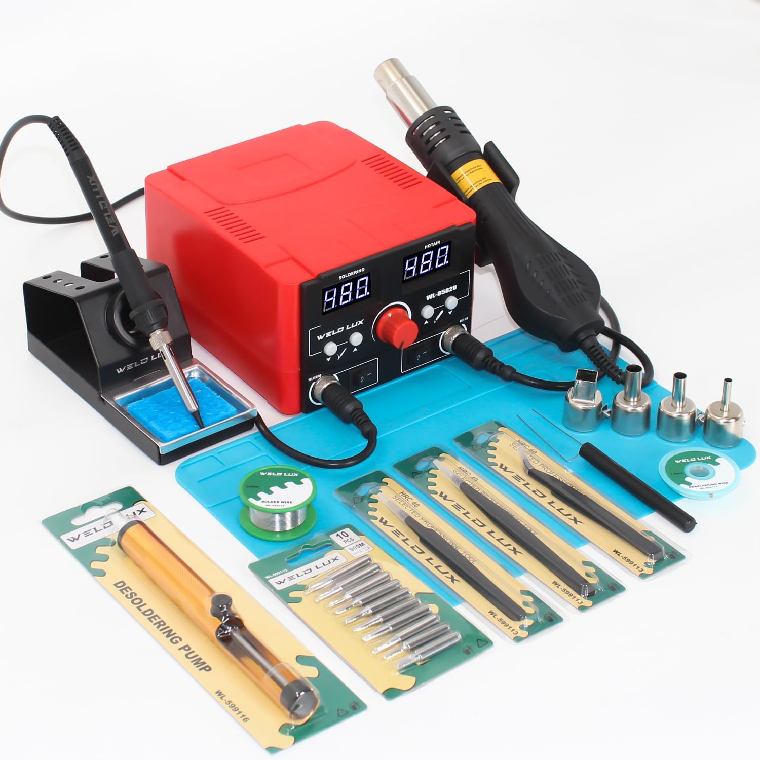 Weld Lux 2 IN 1 Hot Air Rework and Soldering Iron Station with °F /°C ...