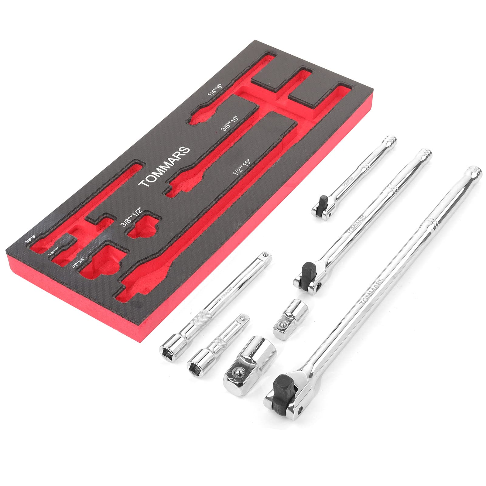 TOMMARS 7-Pc Breaker Bar Set, 1/4", 3/8" & 1/2" Heavy Duty Breaker Bars ...