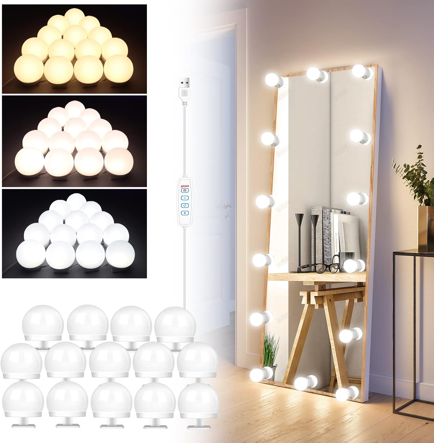 LED Vanity Mirror Lights Kit, Hollywood Style Makeup Mirror Lights Kit ...