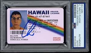 McLovin Fake ID Superbad Signed Auto PSA/DNA Slabbed Christopher Mintz ...