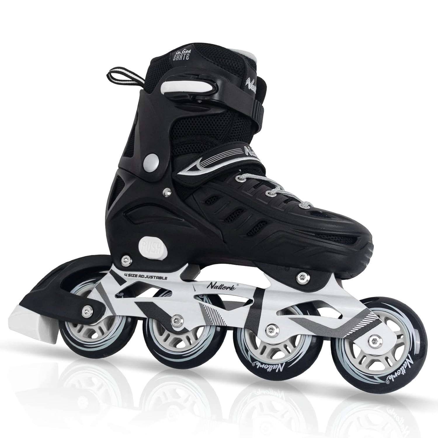 Nattork Black Inline Skates for Kids Boys Men, 4 Sizes Adjustable ...