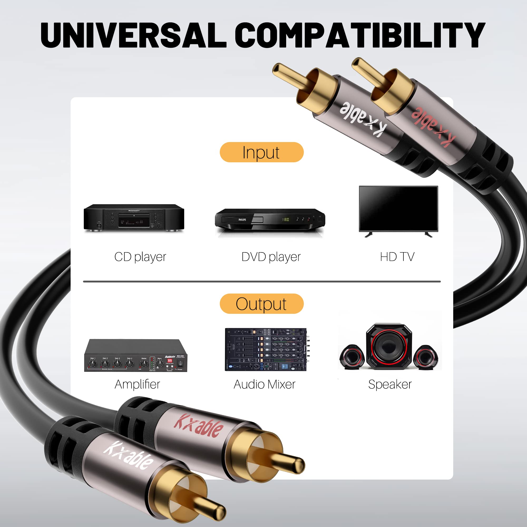Snapklik.com : RCA Cable 8FT, 2RCA Male To 2RCA Male Stereo Audio Cable ...