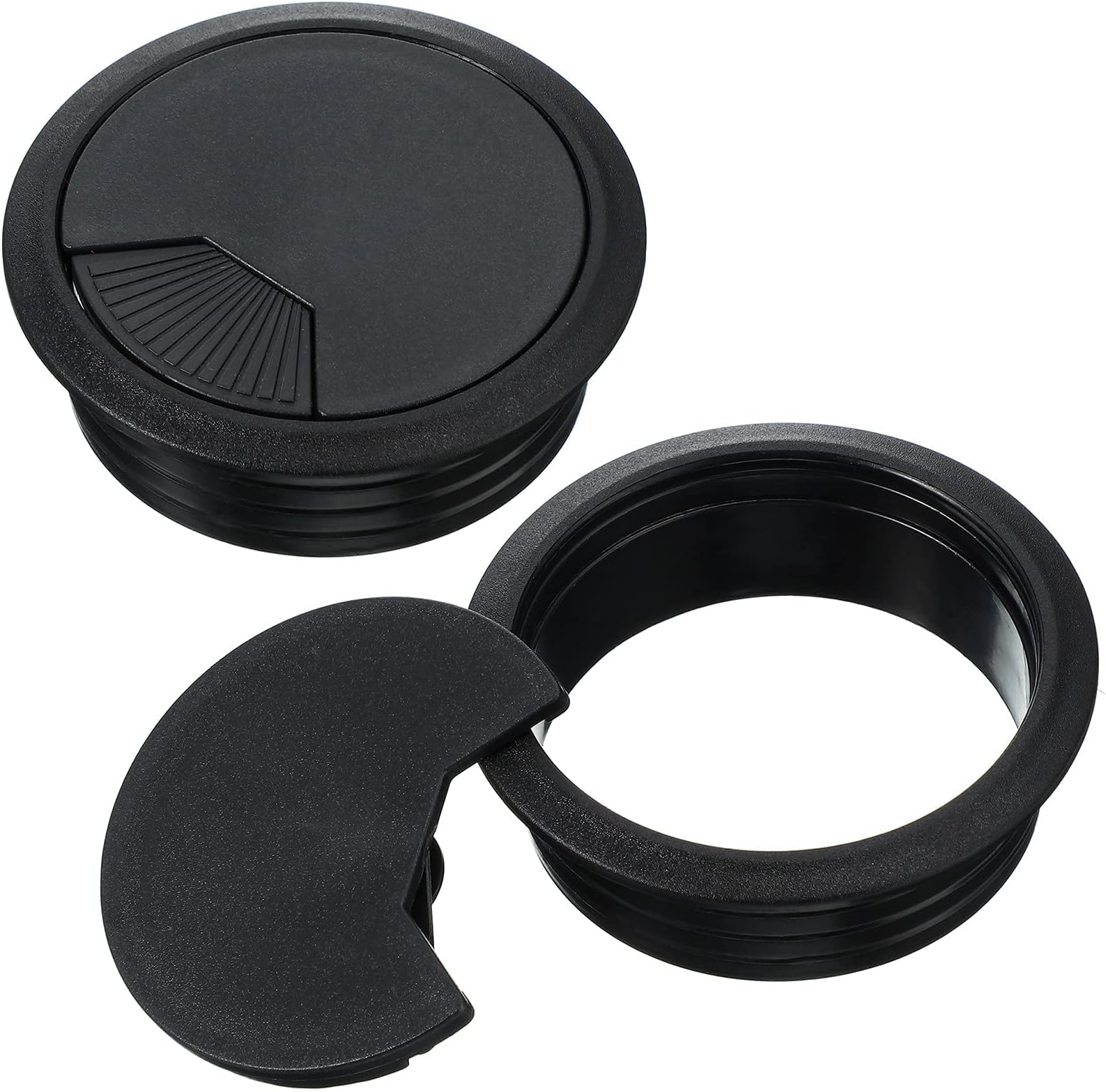 80mm Black PC Computer Desk Plastic Grommet Table Cable Tidy Wire Hole ...