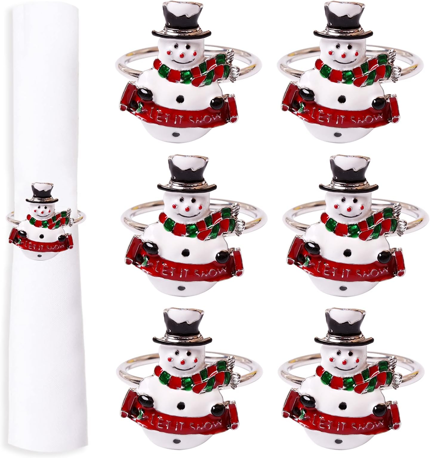 Amazon.com: Xidmold 6pcs Snowman Napkin Rings, Christmas Napkin Ring ...