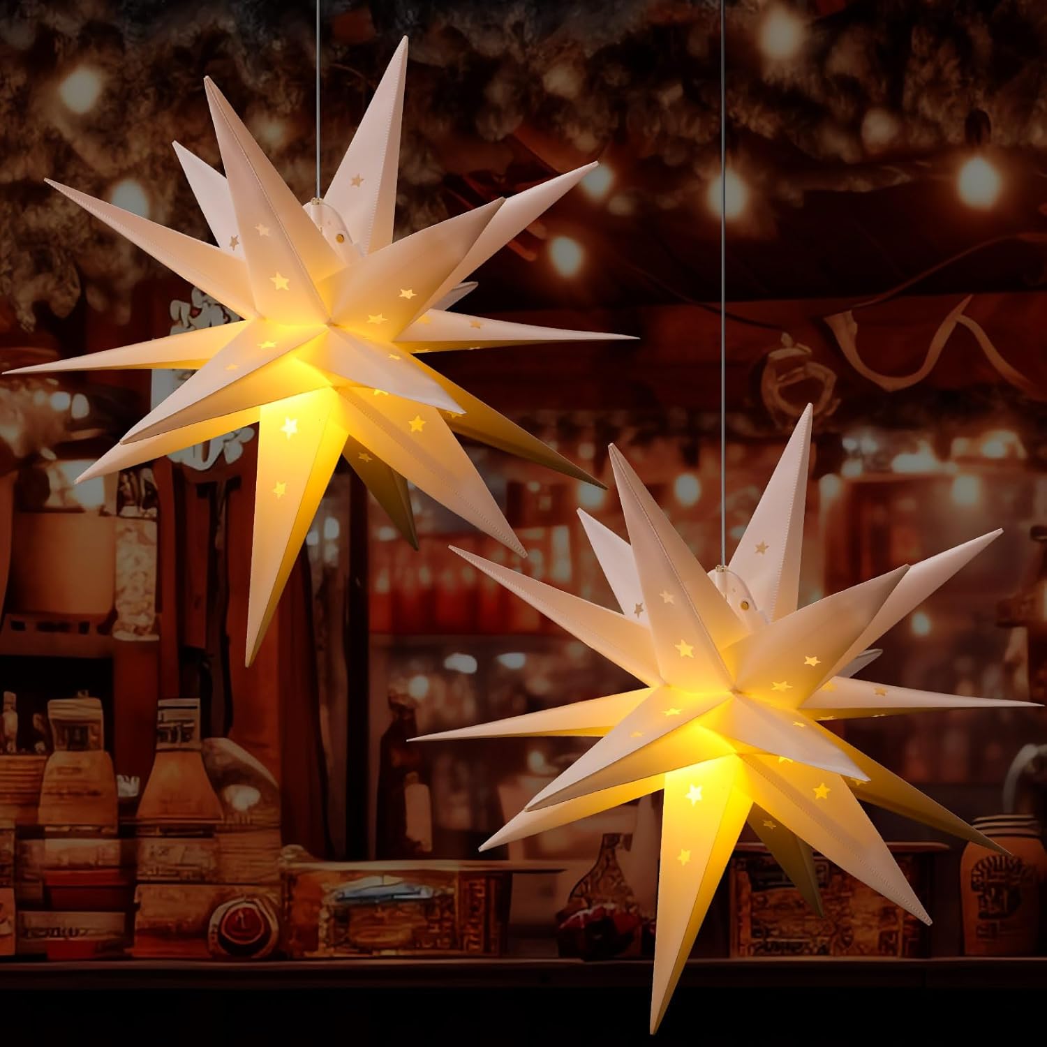 Amazon.com: Baquler 2 Pcs 23 Inch Large White Moravian Star Shaped ...