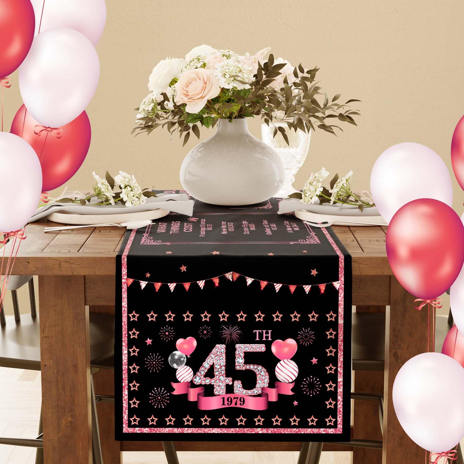 Snapklik.com : 45th Birthday Decoration, 1979 Birthday Black Pink ...