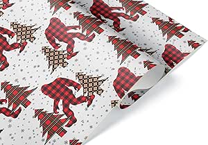 Amazon.com: Festive Plaid Bigfoot Christmas Luxury Gift Wrap, Christmas ...