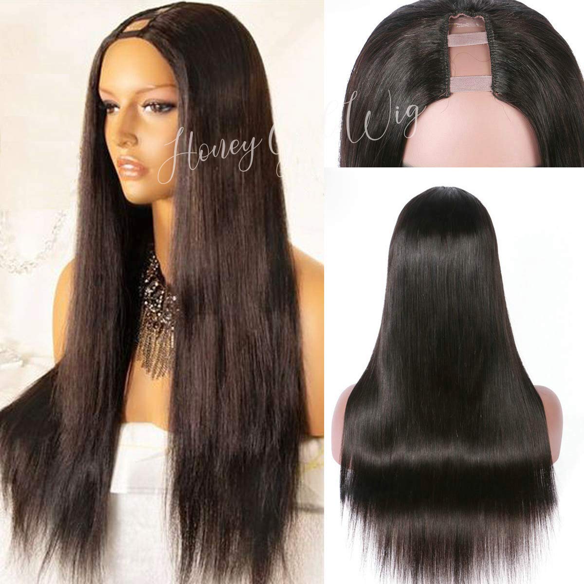 Amazon.com : U Part Wig Human Hair Silky Straight 1X4 U Part Wigs for ...