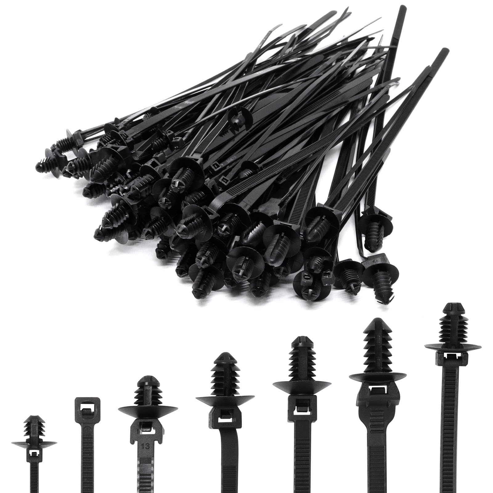 Amazon.com: 100pcs Push Mount Cable Zip Tie Assortment, 7 Popular Size ...