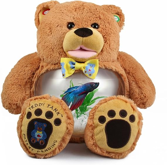 Amazon.com : Teddy Tank Honey Gold Bear Betta Fish Tank 8-Piece Premium ...