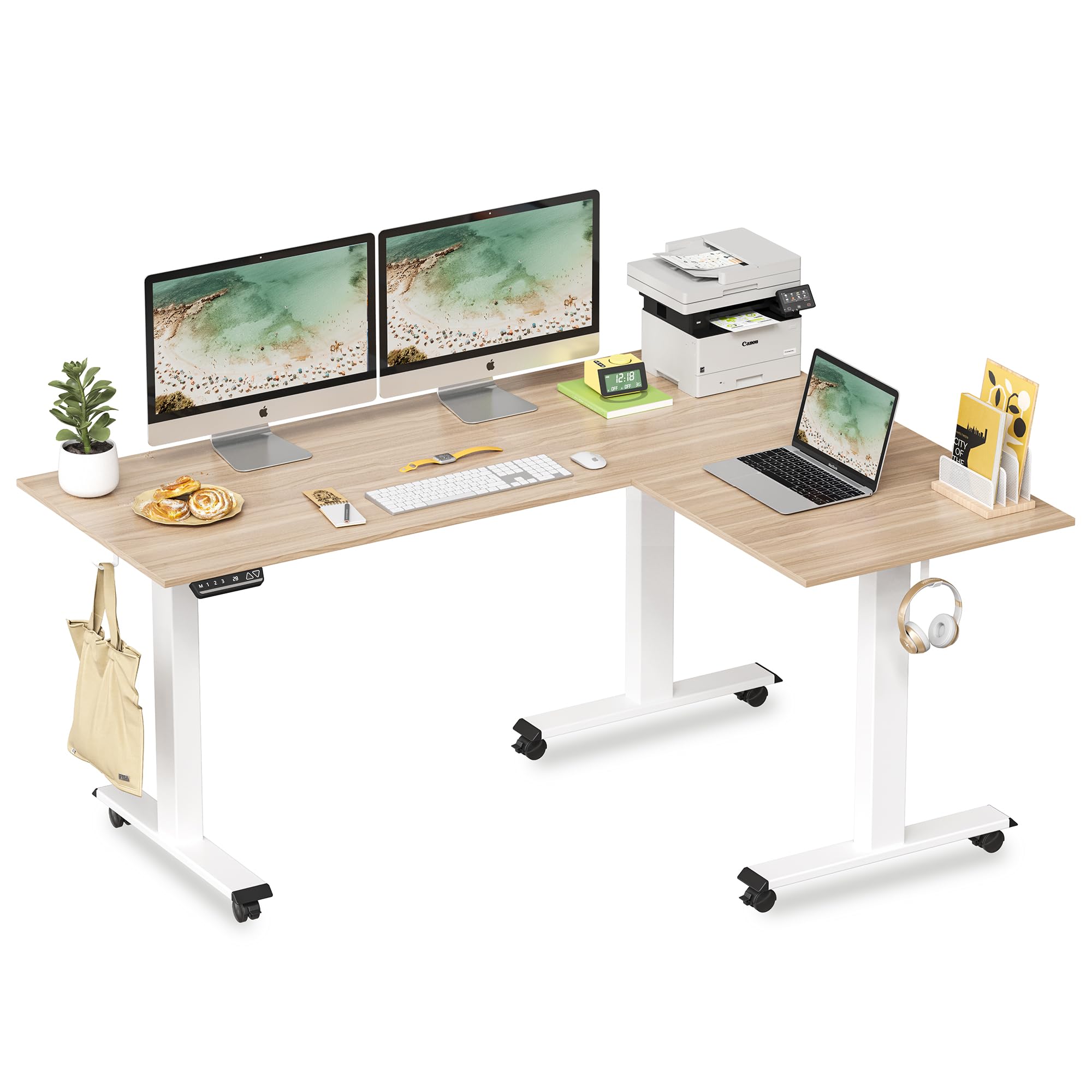 Snapklik.com : FEZIBO Triple Motor L-Shaped Electric Standing Desk ...