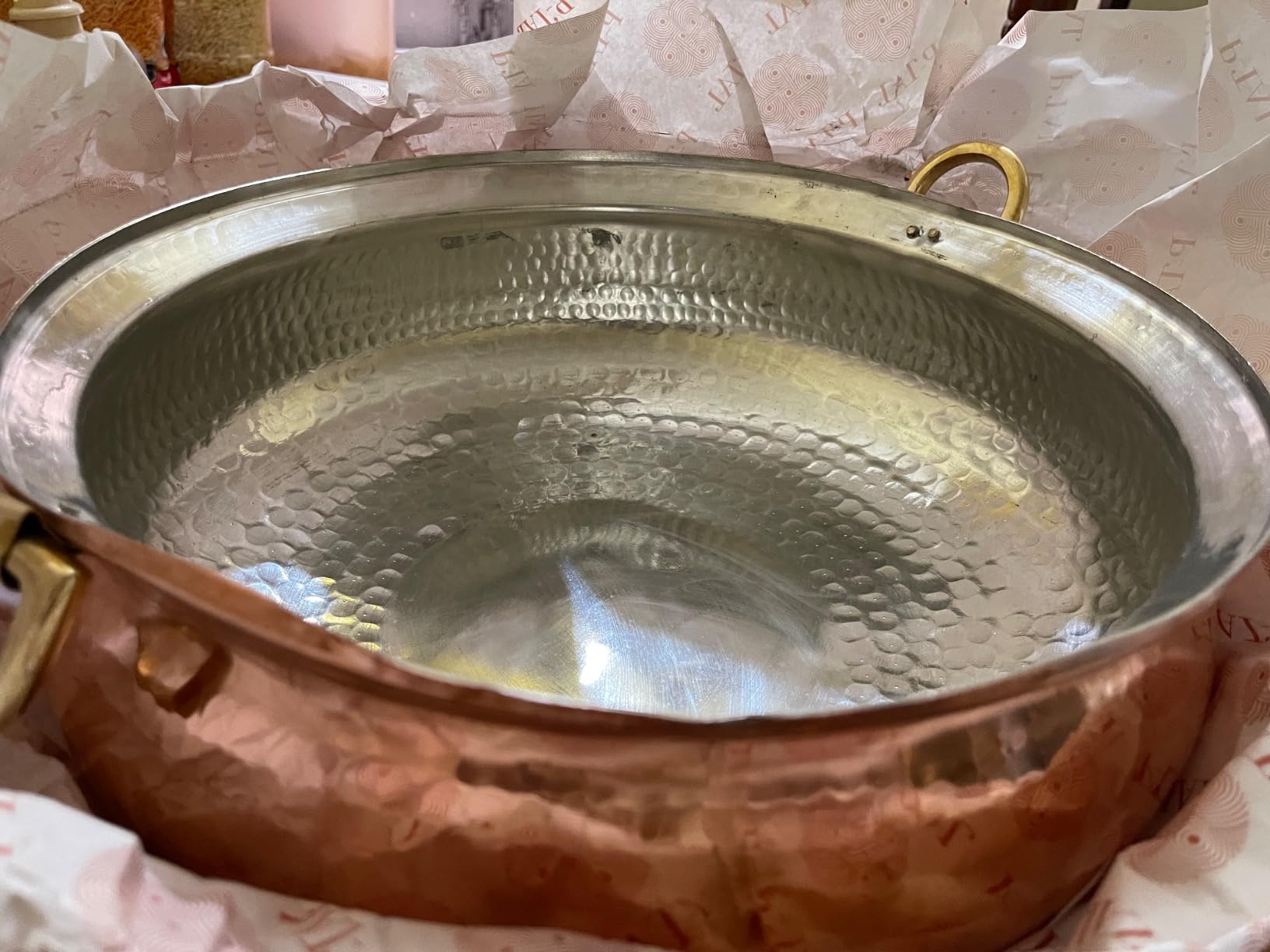 Buy P-TAL Copper Hammered Lagaan Tin Coated with Lid 100% Pure Copper ...