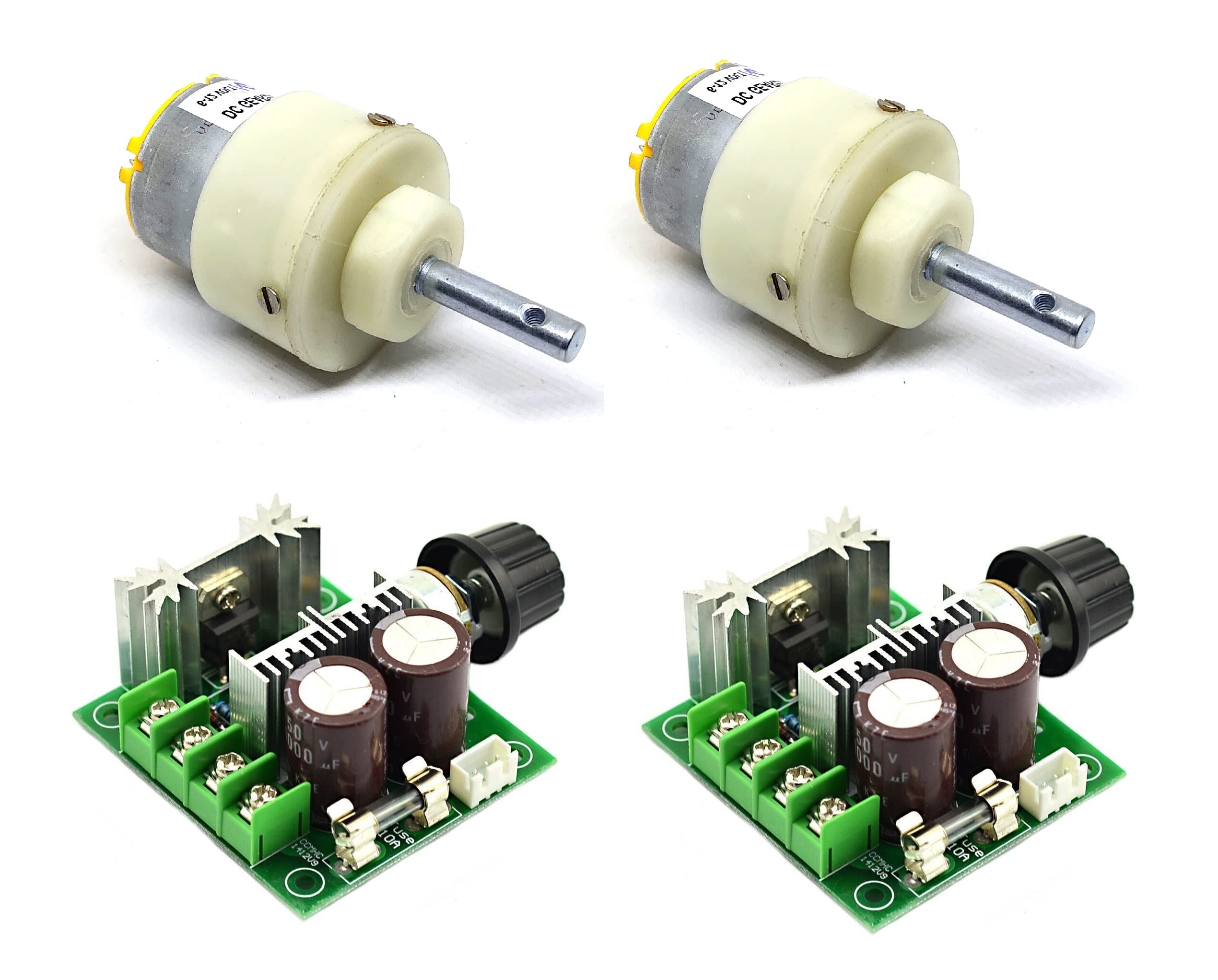 Buy INVENTO 2pcs 12V 5 Kg-cm 1000 RPM 6mm Shaft 5 Kg-cm Torque Geared ...