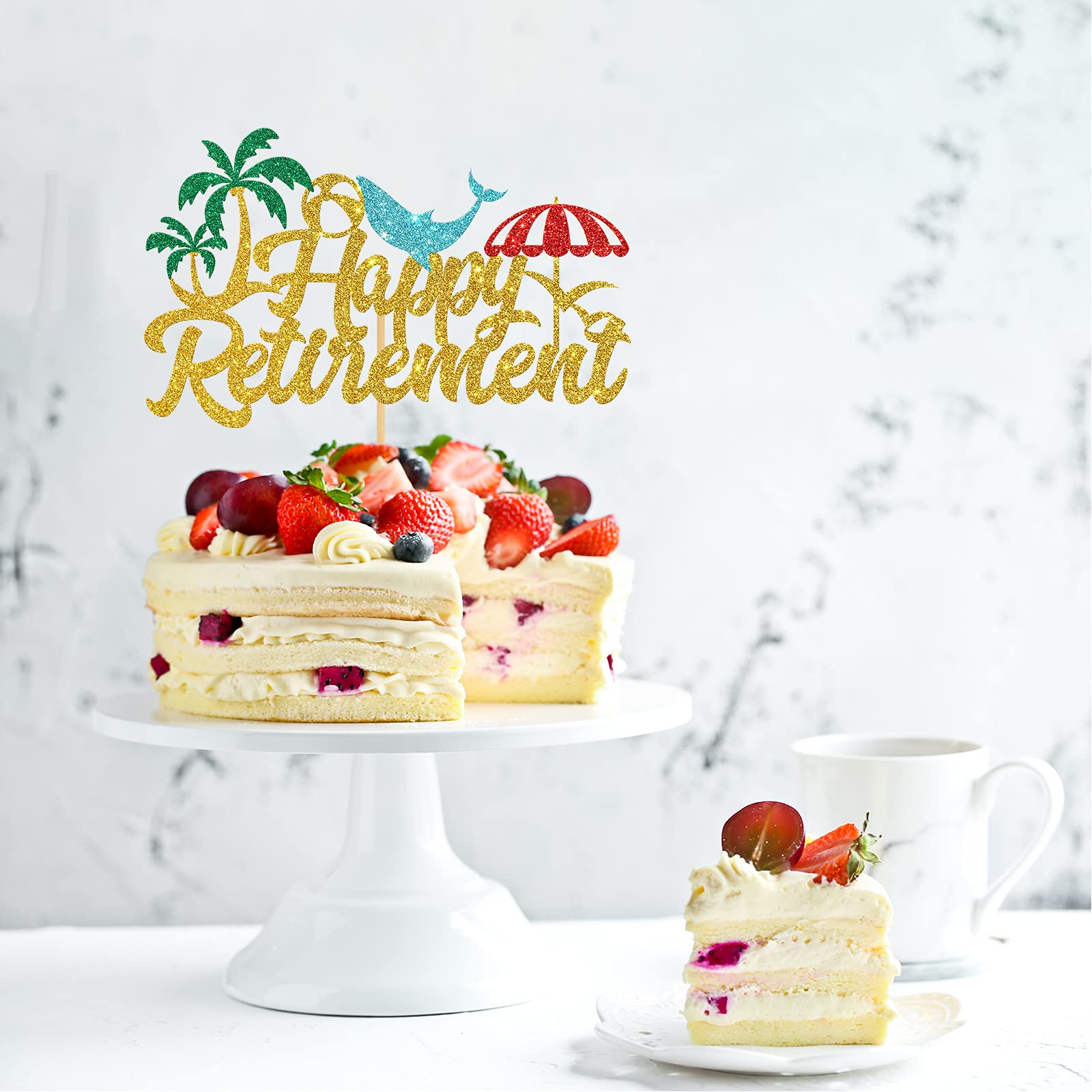 Snapklik.com : Gold Happy Retirement Cake Topper - Farewell Party Cake ...