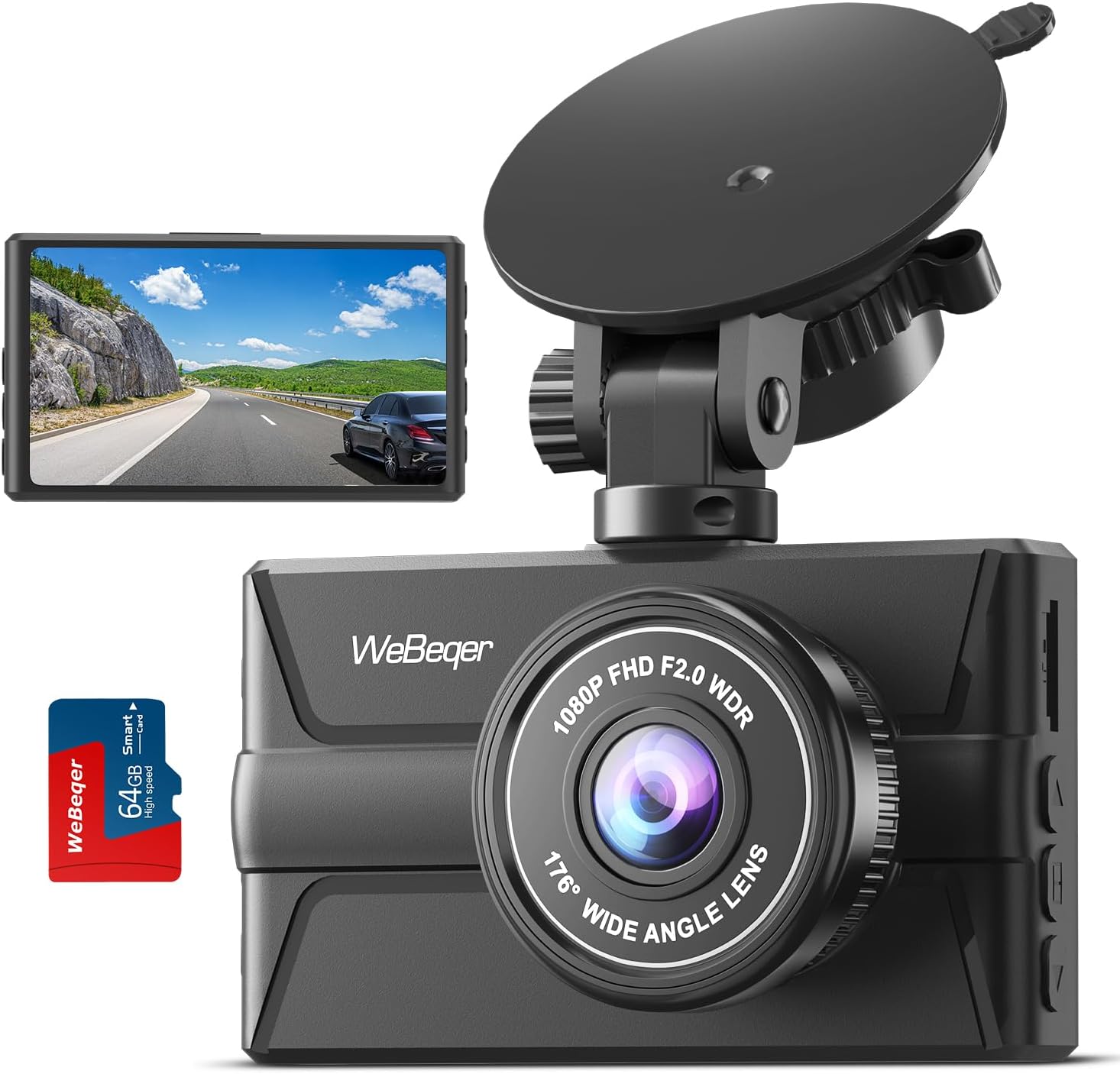 Amazon.com: ONN Dual Dash Cam with Ultra-Wide Angle Lens, 3'' LCD ...