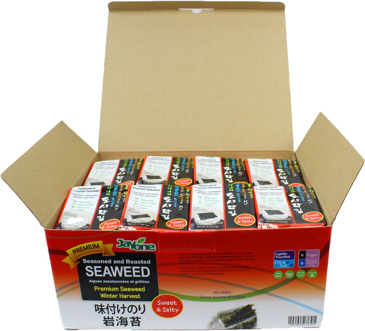 Amazon.com : Jayone Roasted and Lightly Salted Seaweed, 0.17 Ounce ...