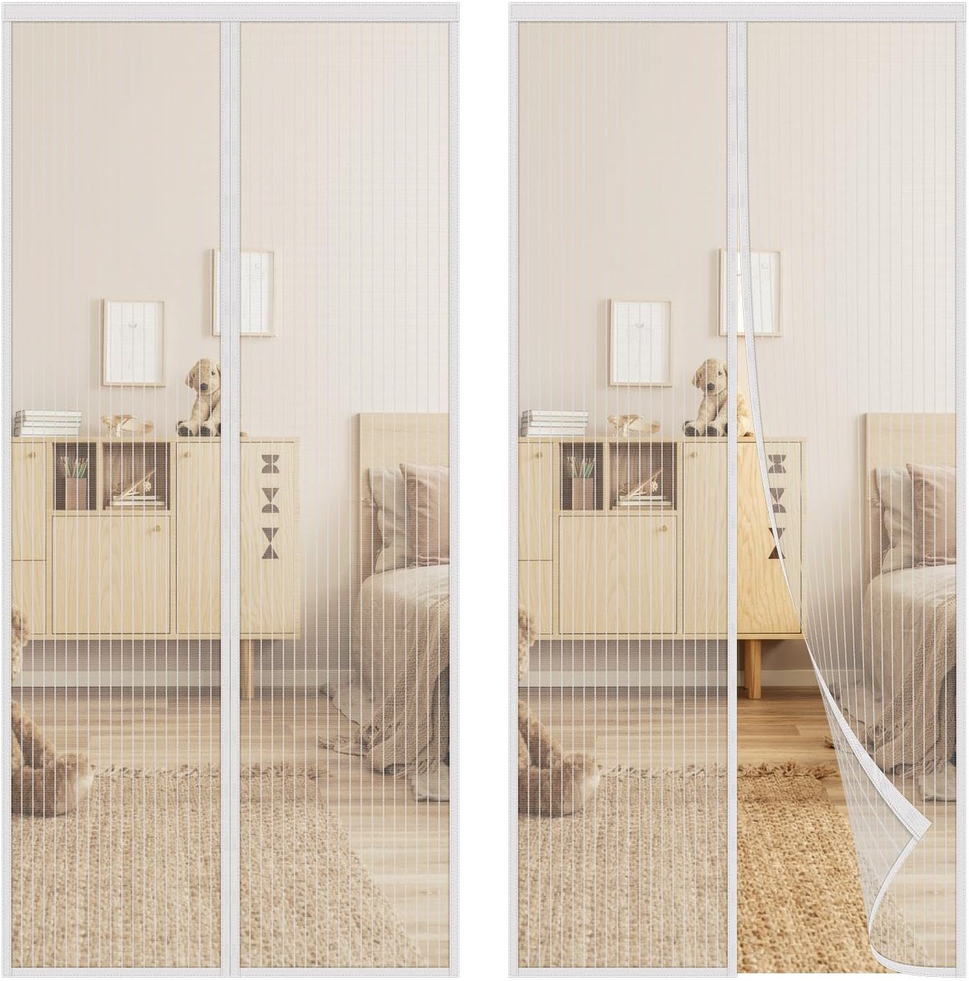 Vinsani Magnetic Screen Door Flying Insect Bug Curtain Mesh Door 98 x ...