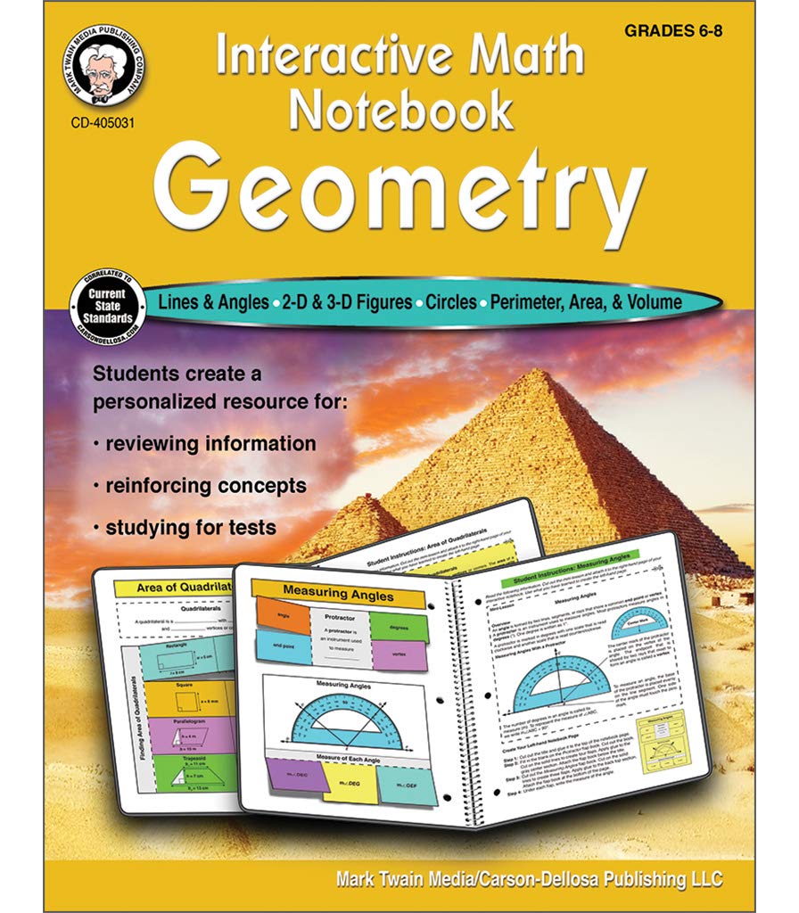 Amazon.com: Mark Twain Geometry Interactive Notebook, Grades 6-8 Math ...