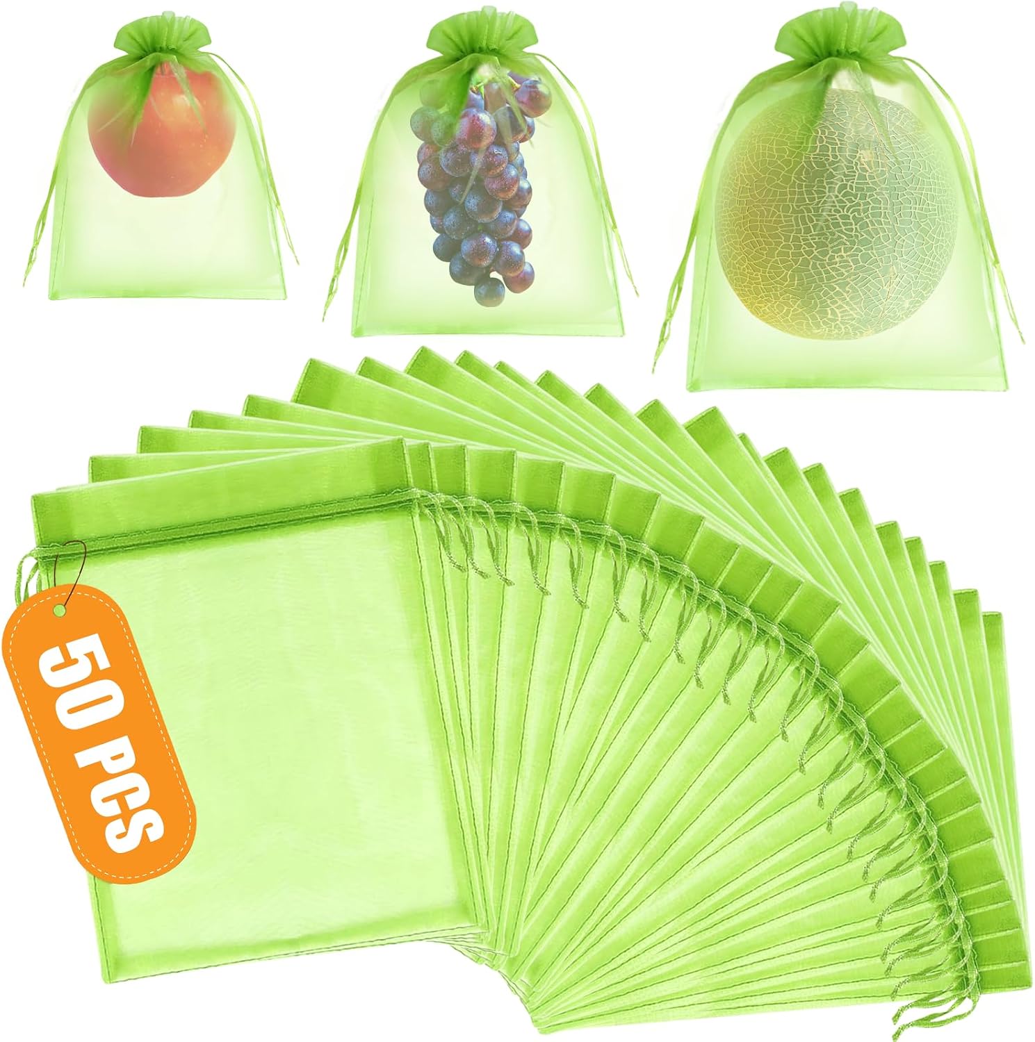 Amazon.com : DQS Fruit Protection Bags, 50pcs 6x8” Green Organza Bags ...
