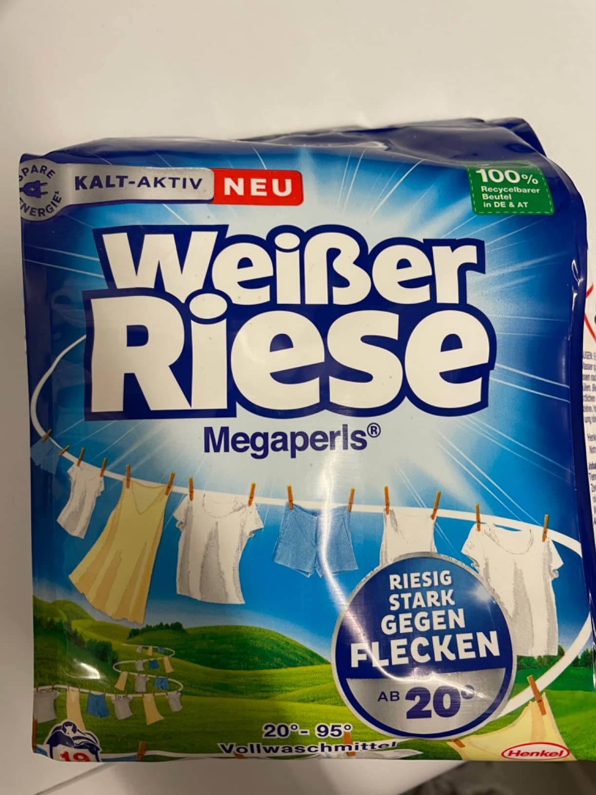Weißer Riese Universal Megaperls Vollwaschmittel (5x19 Waschladungen), Waschmittel für weiße ...