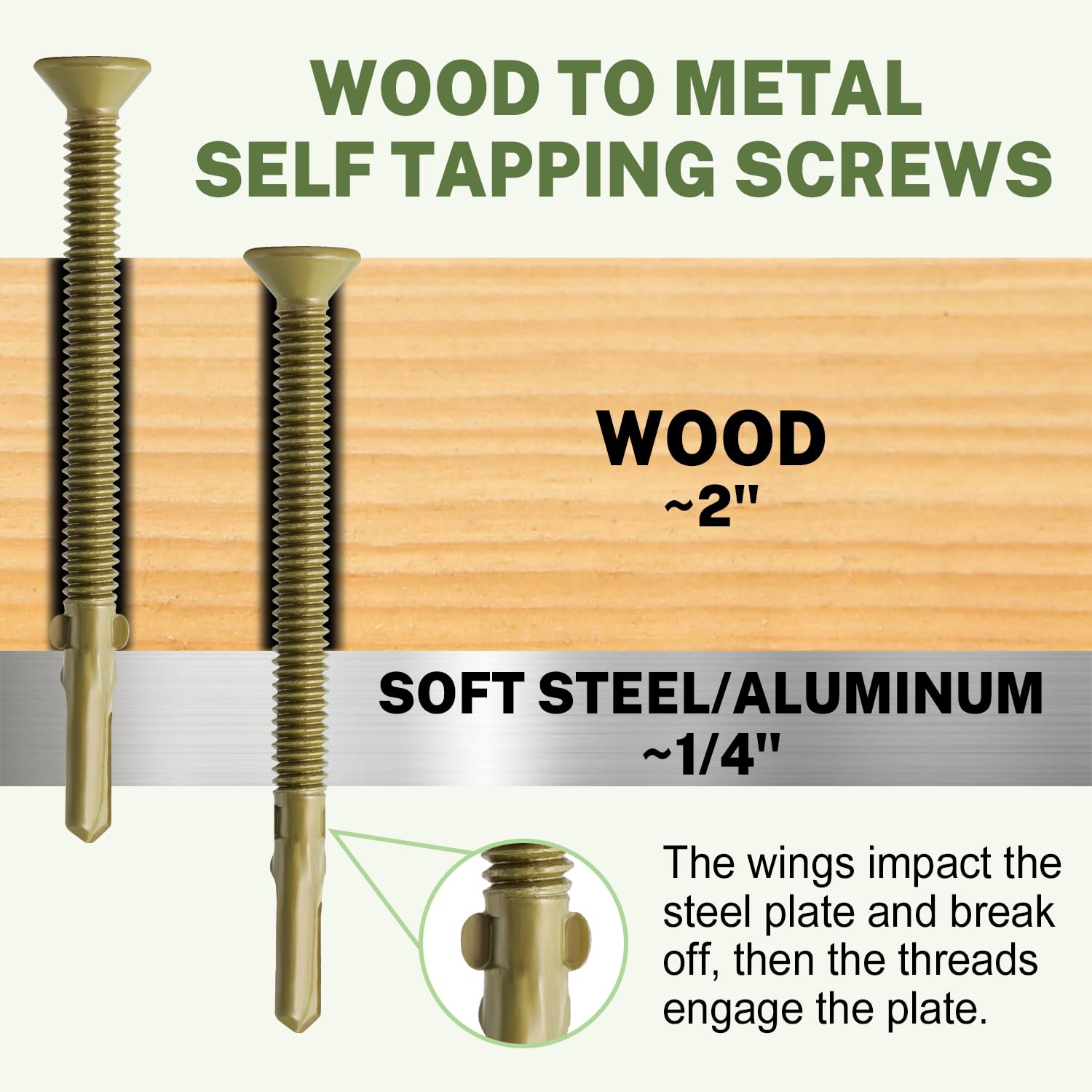Snapklik.com : LIONMAX Wood To Metal Self Tapping Screws, 50-PCS, #14 X ...