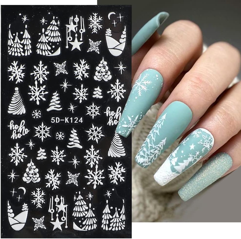 Amazon.com: Snowflake Nail Art Sticker 5D Self Adhesive Acrylic ...