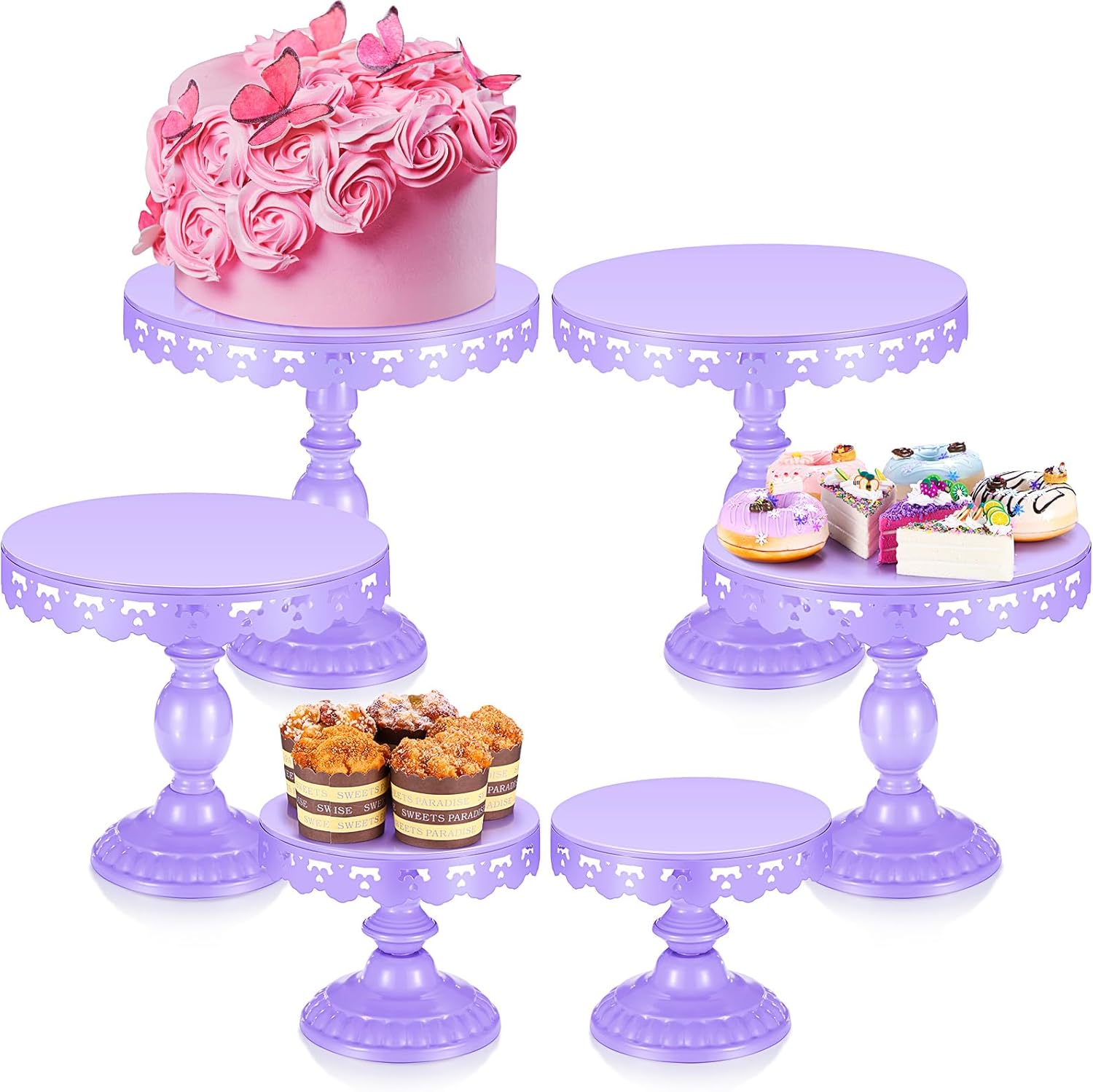 Amazon.com: 6 Pcs Cake Stands Round Dessert Stands Set Cupcake Display ...