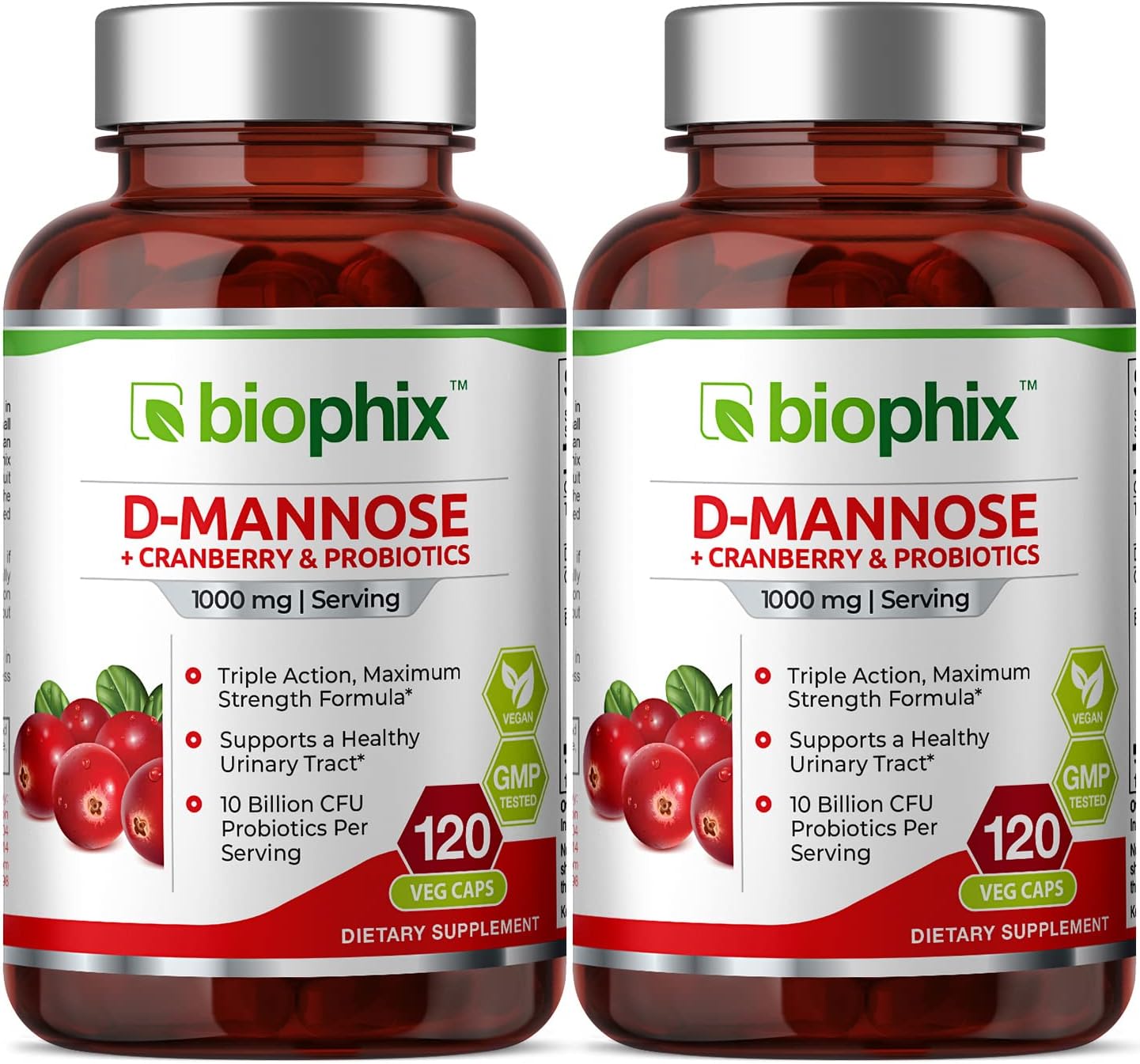 Amazon.com: D-Mannose Plus Cranberry and Probiotics 1000 mg 120 Vcaps 2 ...