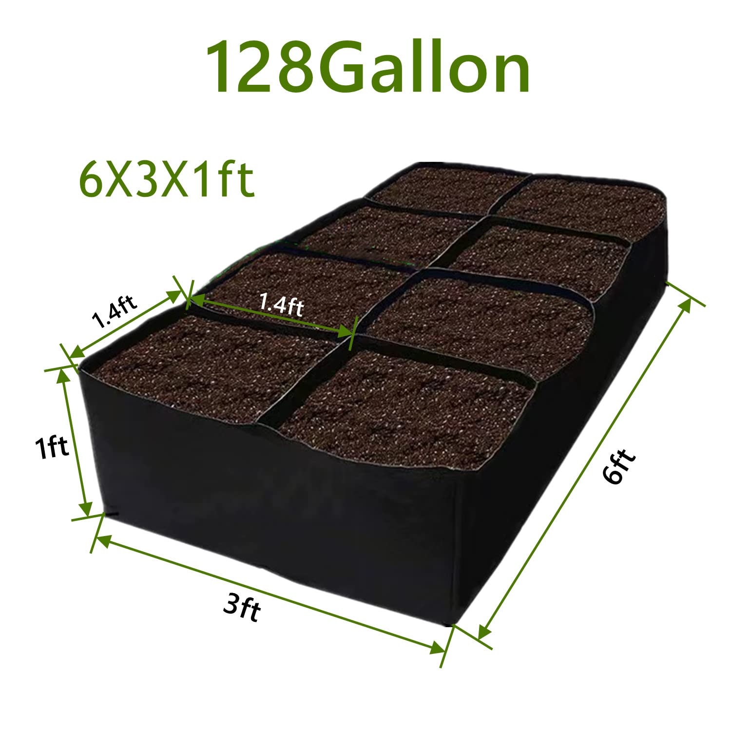Snapklik.com : Niurui Fabric Raised Garden Bed 128 Gallon 8 Holes ...