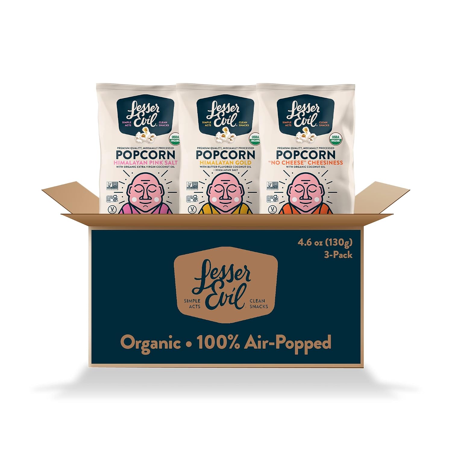 Amazon.com : LesserEvil Organic Popcorn Variety Pack, Himalayan Pink ...