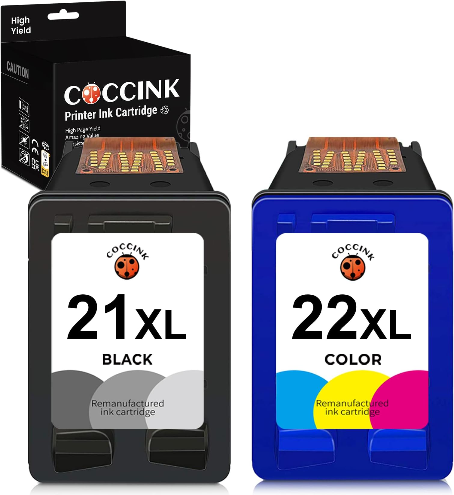 COCCINK 21XL 22XL Printer Ink Cartridges Replacement for HP 21 22 XL ...
