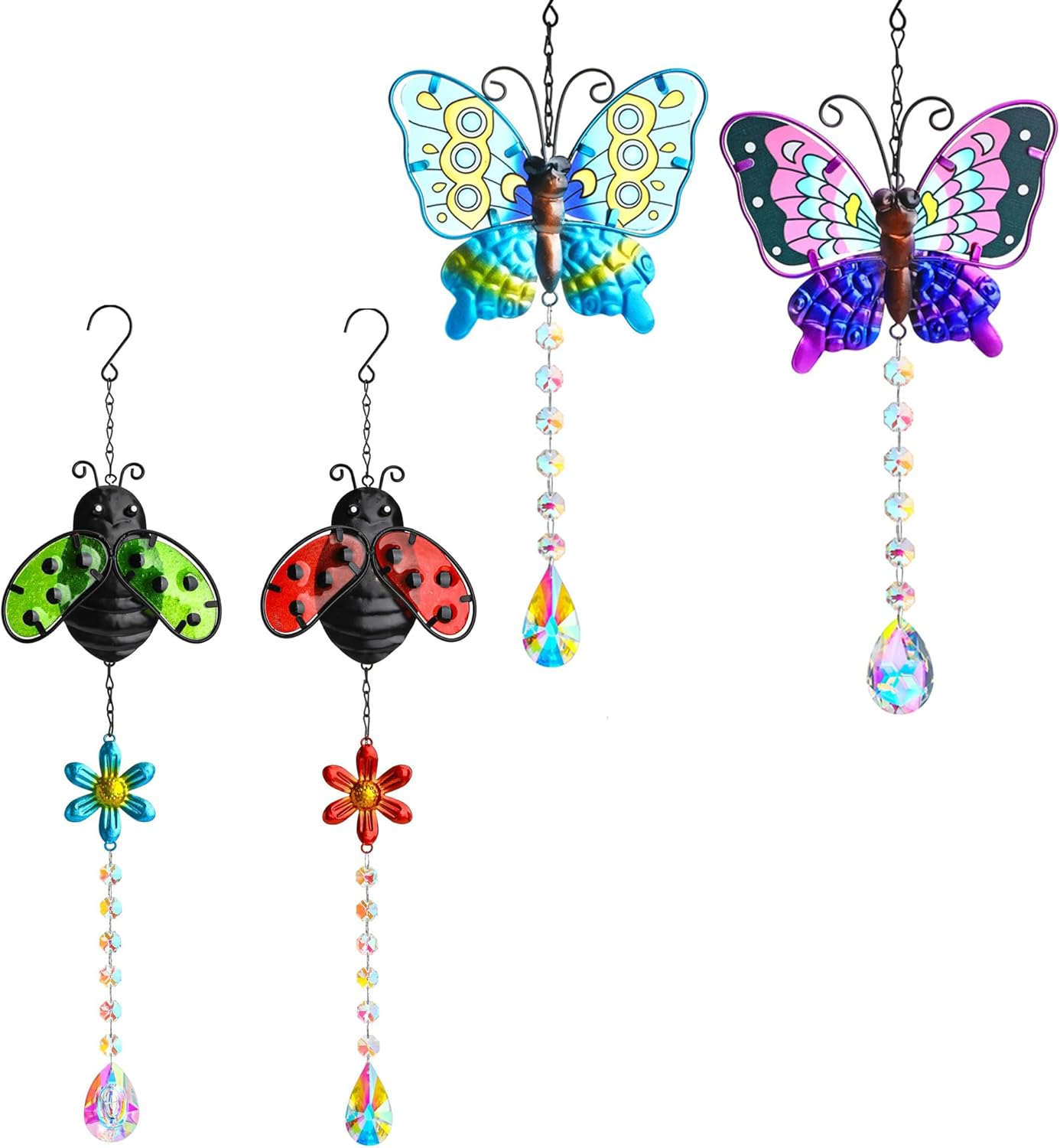 Amazon.com: 2PCS Metal Butterfly Suncatchers, 2PCS Stained Glass ...