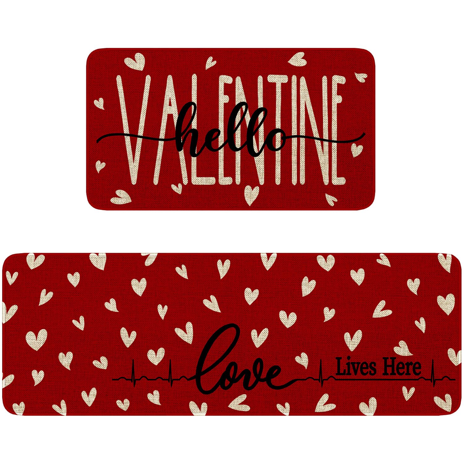 Amazon.com: Valentine Kitchen Rugs Set of 2, Valentines Day Kitchen ...