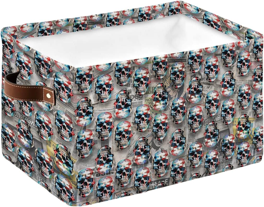 Amazon.com: Halloween Seamless Skull Head Skeleton Storage Baskets for ...