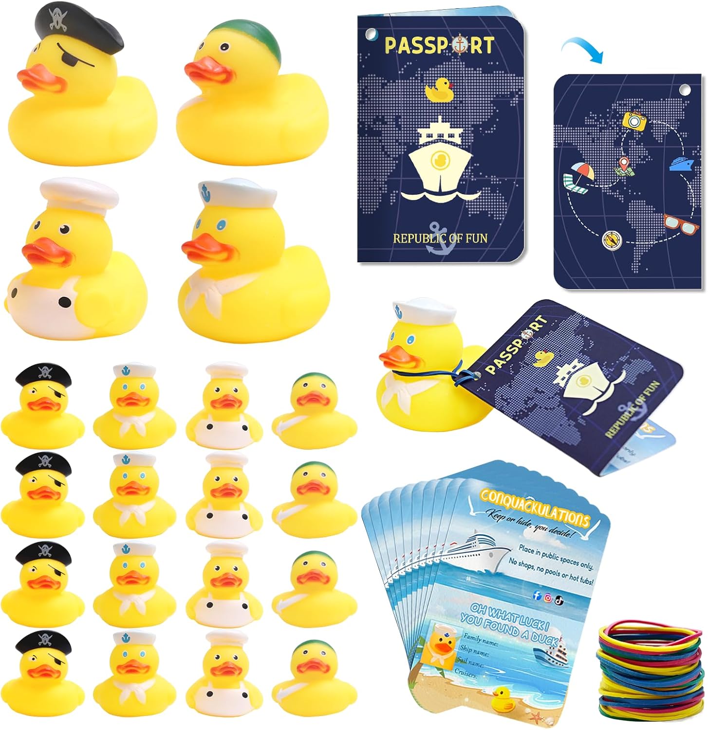 Amazon.com : 60 Pcs Duck Tags and Cruise Ducks, Multi-Shape Rubber ...