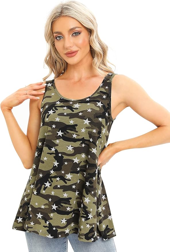 Rosyline Tank Top for Women with Built in Bra Flowy Swing Undershirt ...