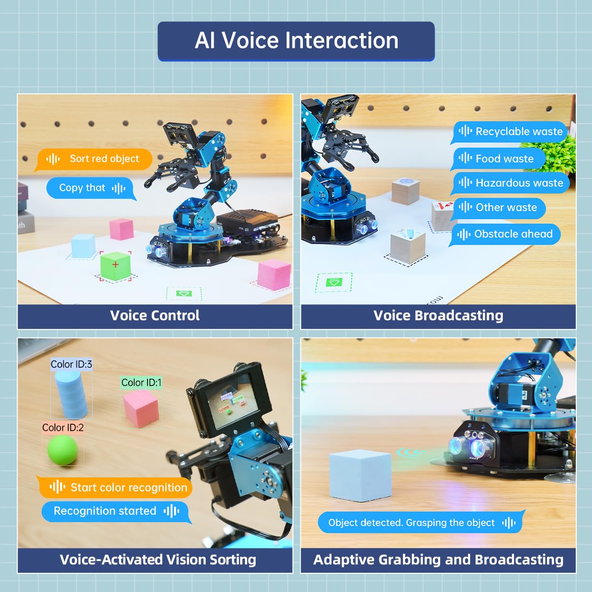 Snapklik.com : LewanSoul Robotic Arm AI Vision Voice Control For Arduino Scratch Python 6DOF ...