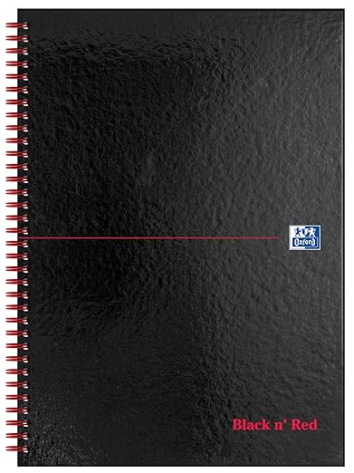 Oxford Black n' Red A4 Hardback Wirebound Notebook, Glossy, 140 Pages ...