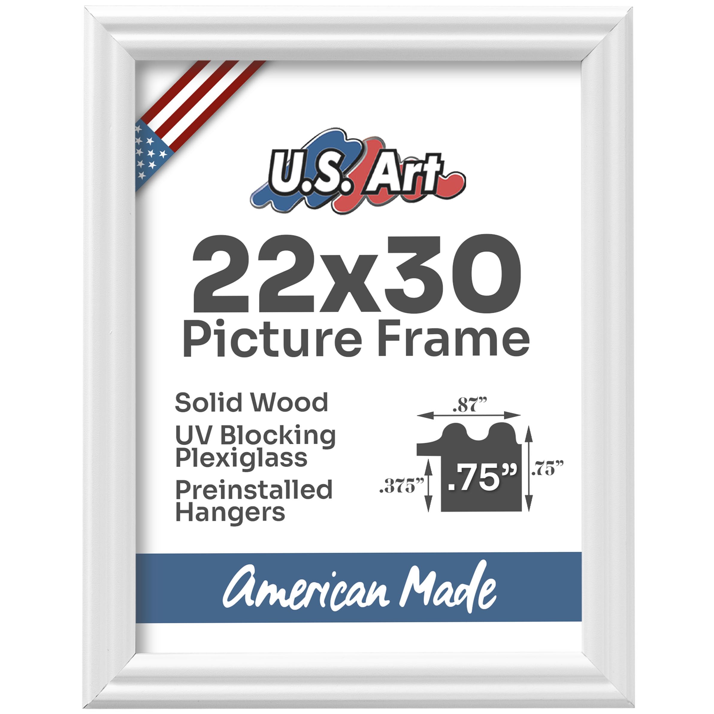 Amazon.com: US Art Frames 22x30 Traditional Style White Thin 0.75 Inch ...