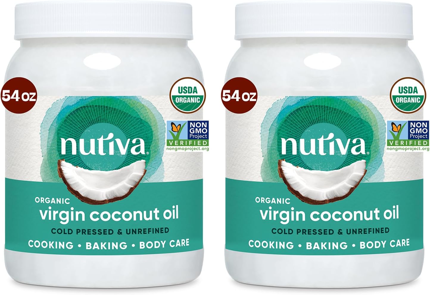 Nutiva Organic Extra Virgin Coconut Oil, 54-Ounce Containers (Pack of 2 ...