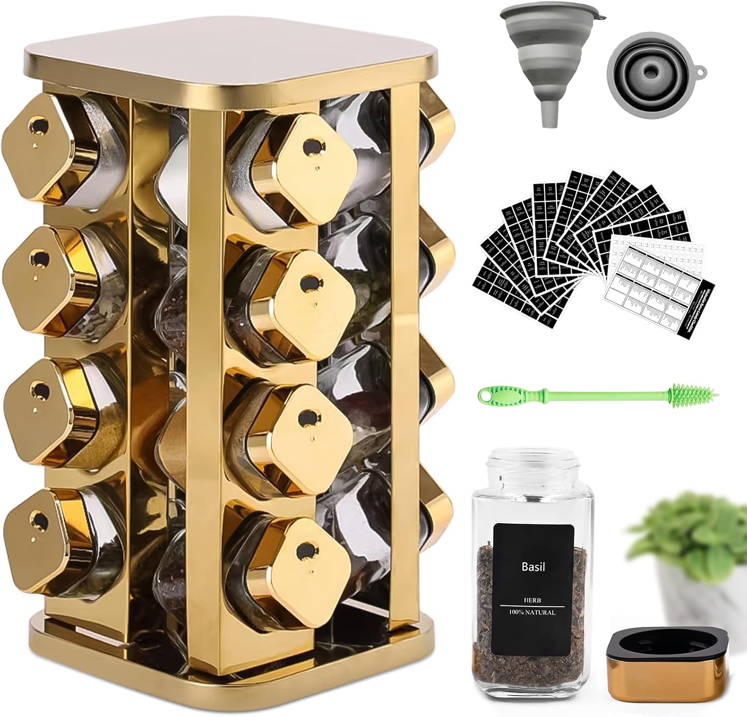 Amazon.com: THYEUISM Kitchen stainless steel spice rack with 16 food ...