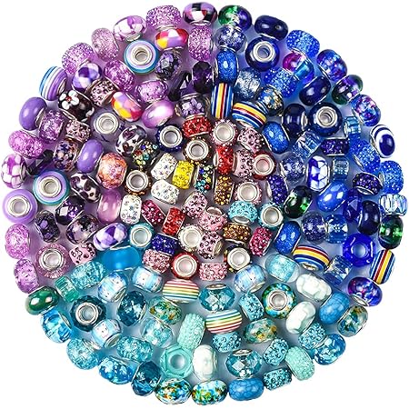 Amazon.com: 120 Pieces Assorted European Craft Beads Large Hole ...