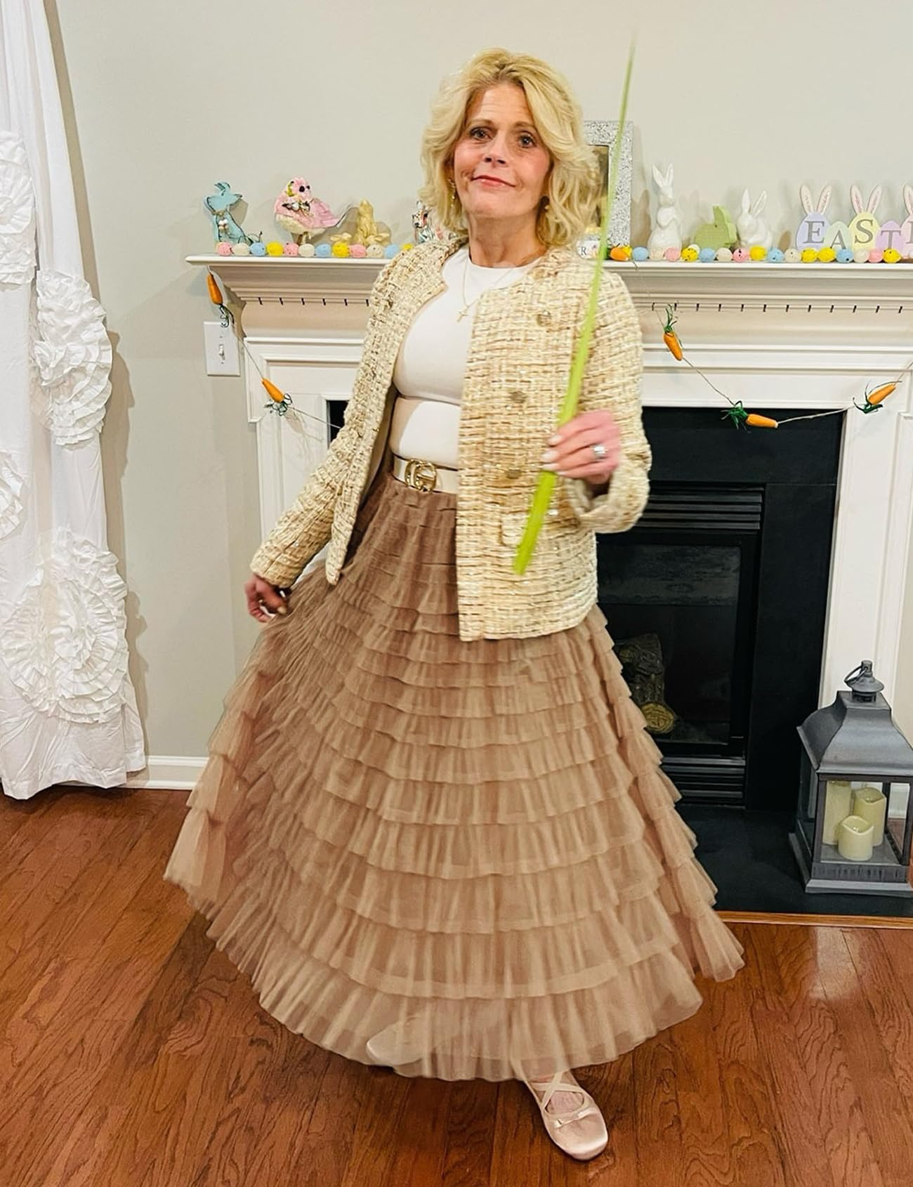 Snapklik.com : Flygo Womens Long Maxi Tulle Skirts A Line Ruffle High Waisted Tiered Layered ...