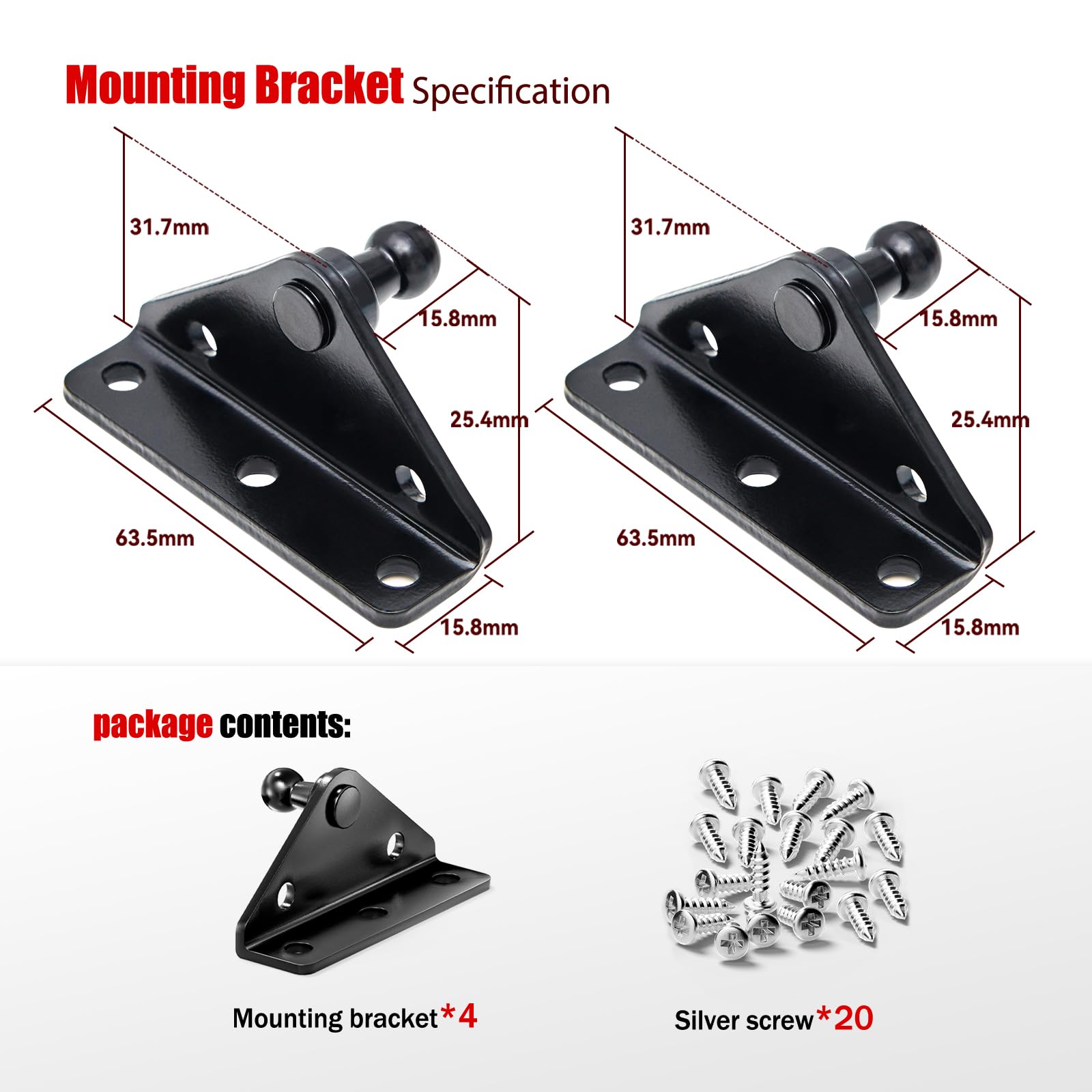 Snapklik.com : Vepagoo 10MM Gas Spring Lift Strut Bracket Ball Stud ...