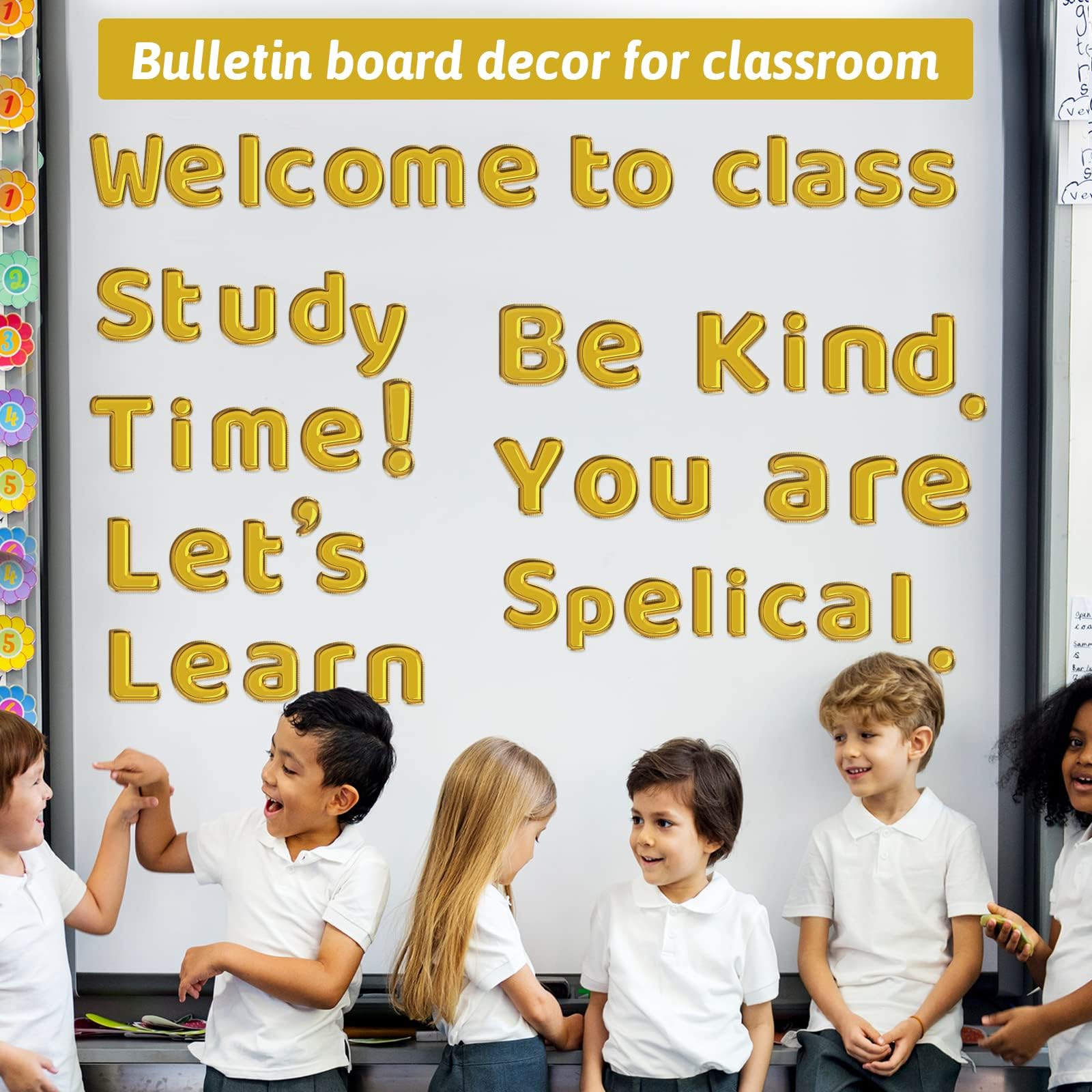 Snapklik.com : 260 Pcs Gold Bulletin Board Letters For Classroom 4 ...