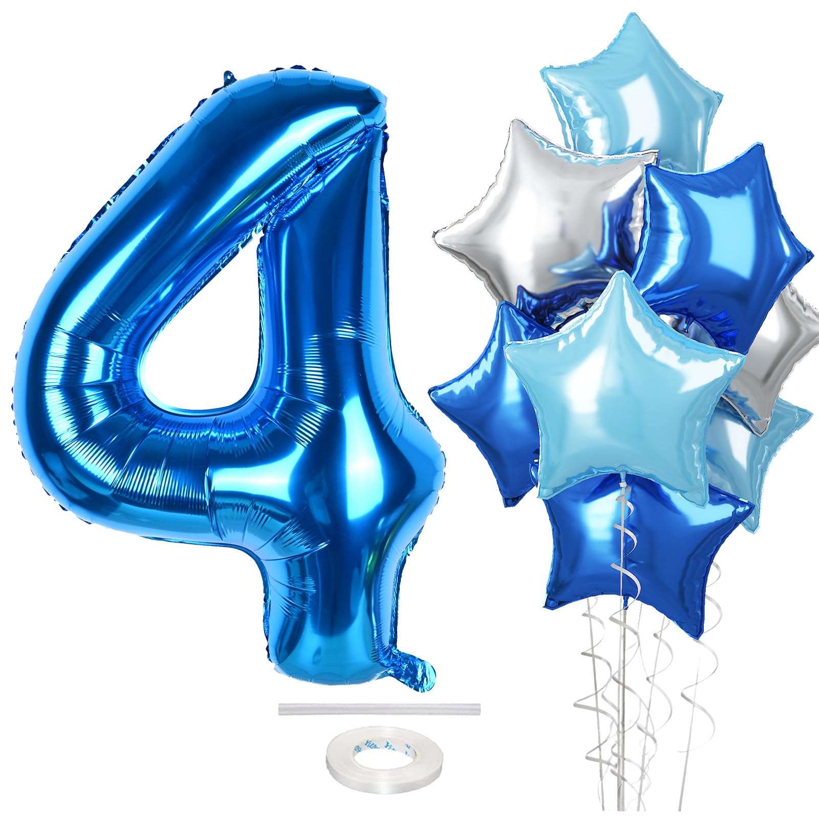 Amazon.com: Dark Blue Foil Balloon Number 4, 40 Inch Giant Globos ...