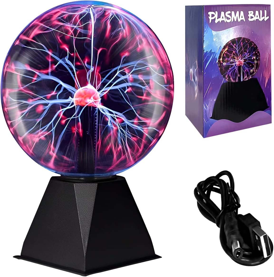 Sunhot Plasma Ball Light 6 inch Glass Plasma Ball Lamp Voice Control ...