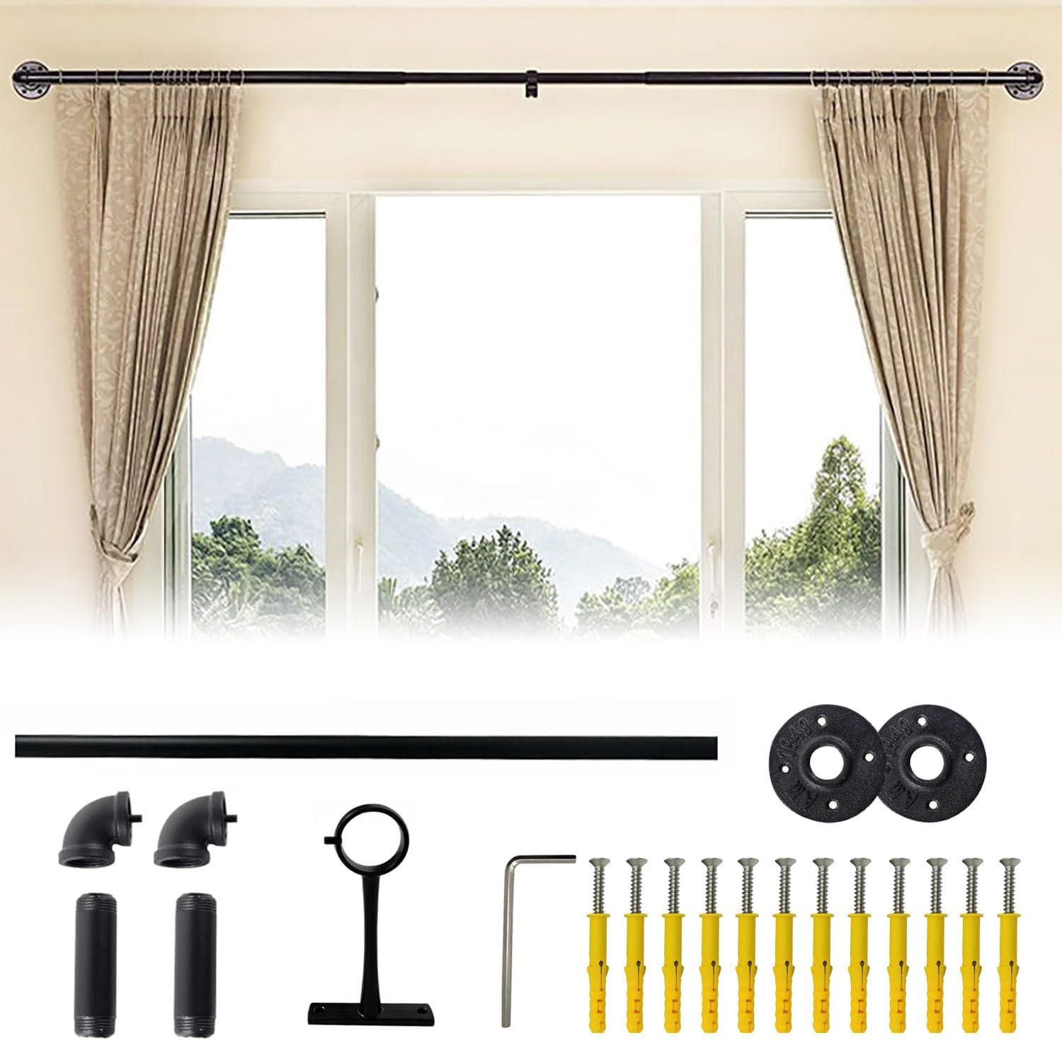 Amazon.com: Meryado Wrap Around Curtain Rods, Wrap Around Curtain Rods ...