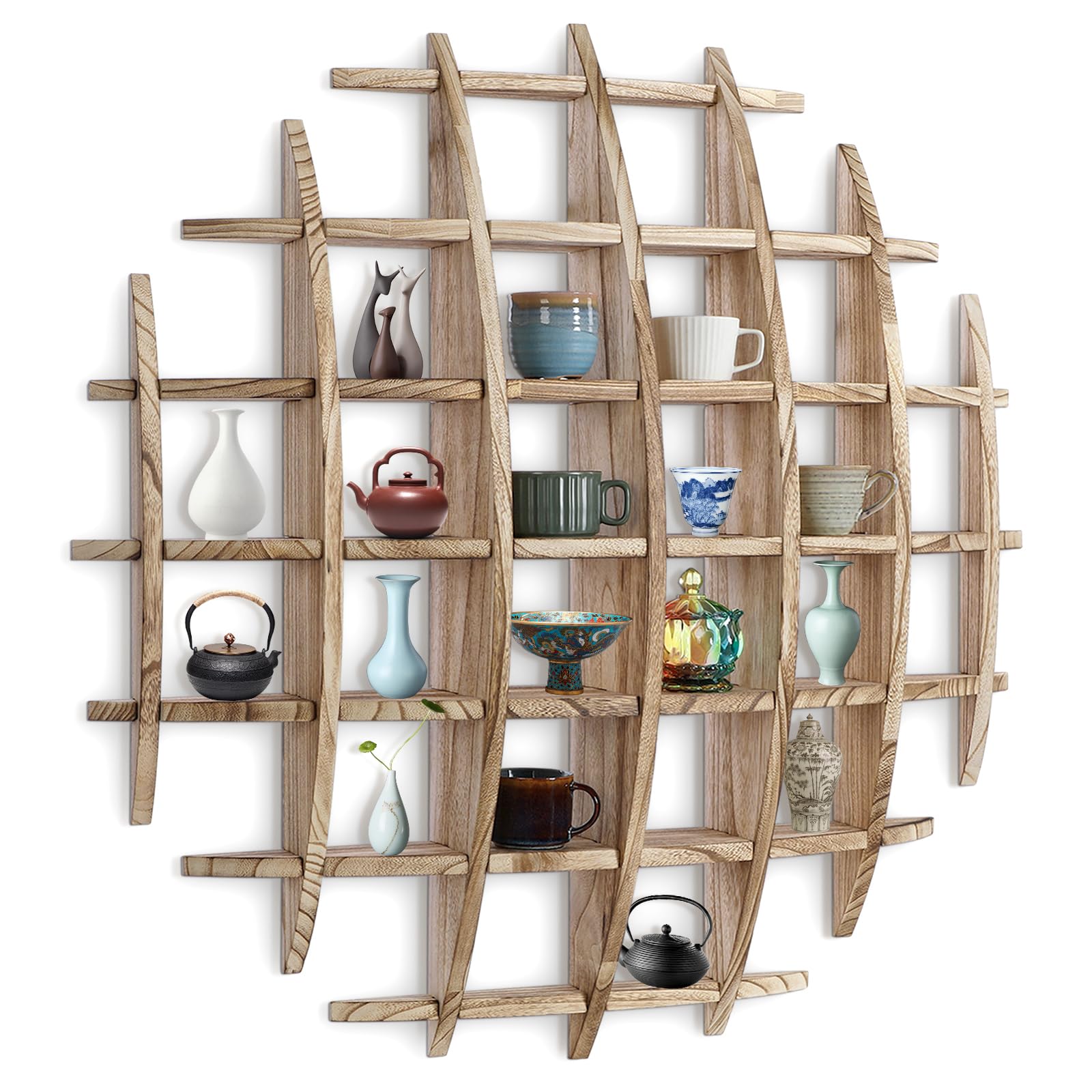 Amazon.com: Wonderjune Wood Teapot Display Wall Decoration, 39 x 39 ...