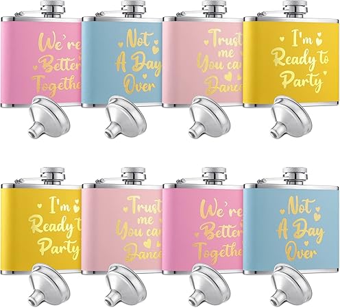 Amazon.com | Irenare 8 Pcs Liquor Flasks for Women Girls Weekend Trip ...